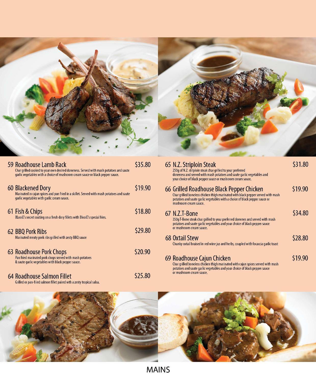 BLooiE’s Roadhouse Singapore Menu & Price List Updated Apr 2024
