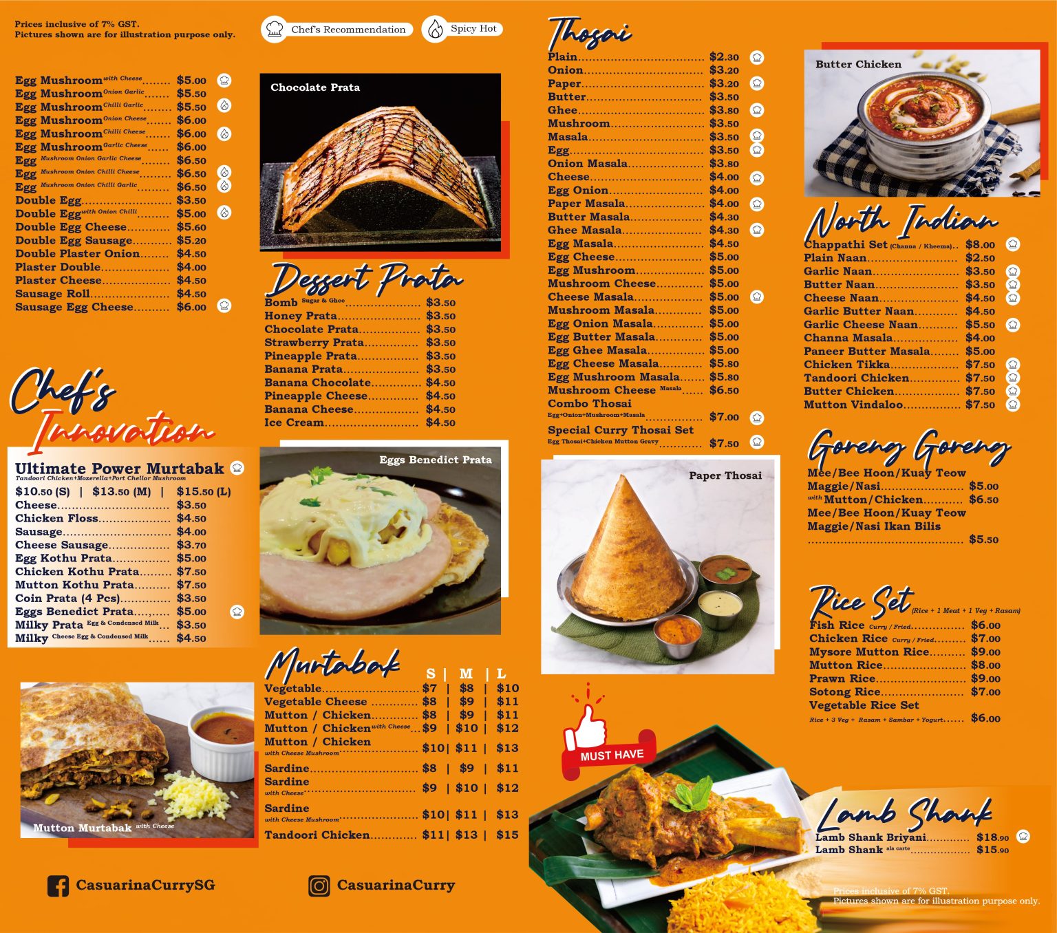 Casuarina Curry Singapore Menu Updated Apr 2024